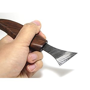 ShowJade Damascus Steel 1095/15n20 Geometric Wood Carving Knife with Walnut Handle Wood Carver Small Knife