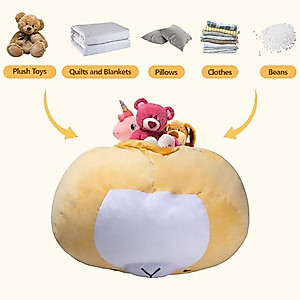Kids Bean Bag Chair Stuffed Animal Toy Storage Bag for Kids,X-Large Extra Soft Boys Girls Toys Storage Bags,Storage Organizer Beanbag Chairs with Zipper, 33×27×17 Inch Dog (Cover Only)