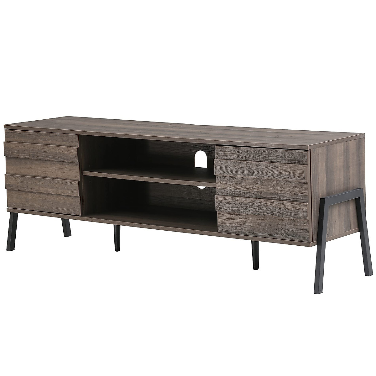 WAMPAT Mid-Century Modern TV Stand for 65 inch TV, Wood Entertainment Center Retro TV Console with 4 Storage Cabinet for Living Room Bedroom, 60'' Espresso