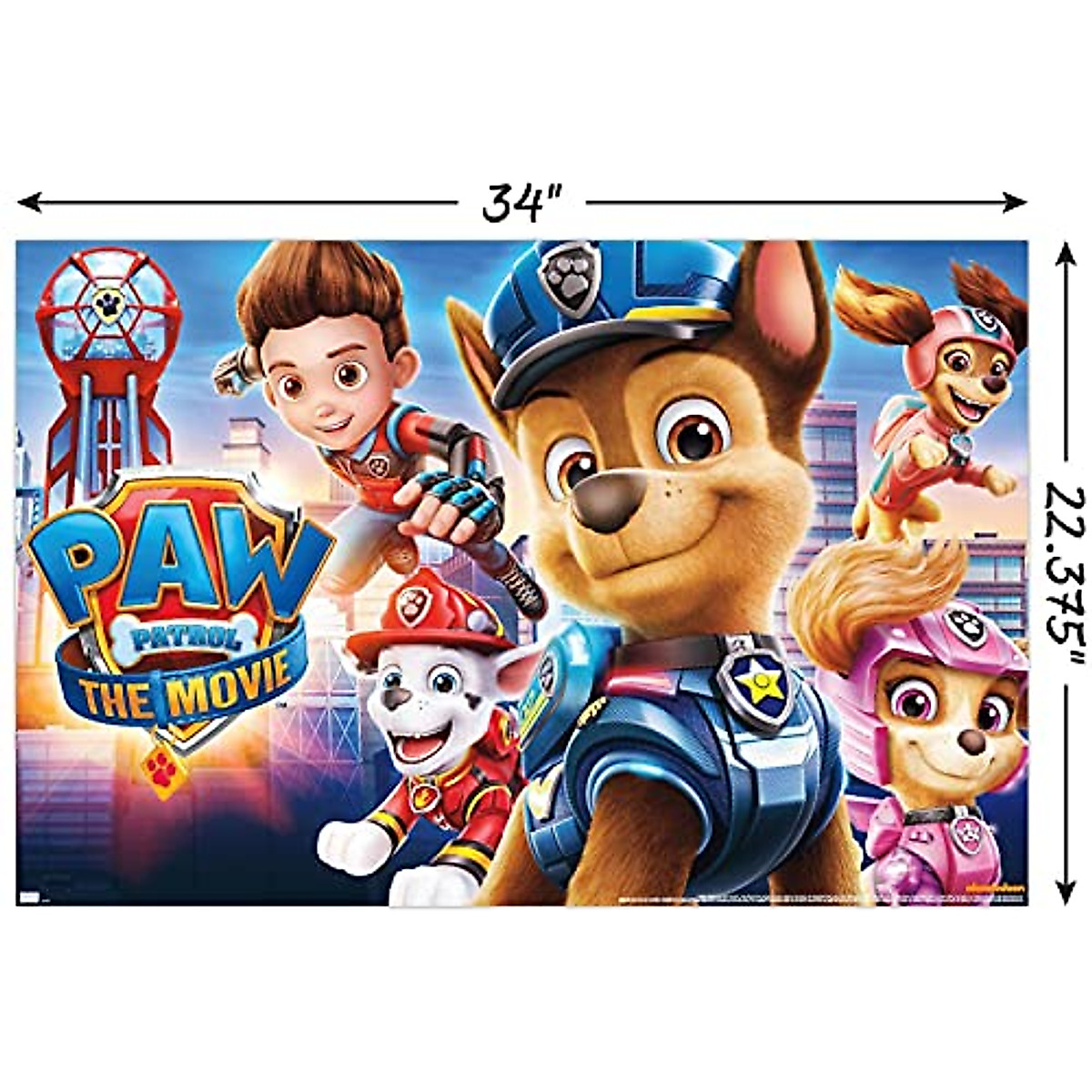 Trends International Nickelodeon Paw Patrol Movie-Theatrical Wall Poster, 22.375" x 34", Unframed Version for Bedroom