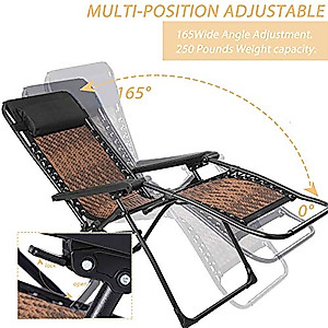 Betterland Zero Gravity Lounge Chair Patio Lawn Recliner Adjustable Outdoor Oversized Zero Gravity Rattan Chair with Pillow & Cup Holder for Poolside, Balcony, Yard or Beach (Brown)