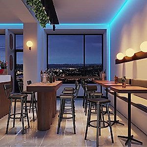 LIDYUK Bar Stools Set of 2, PU Upholstered Barstools with Back, Footrest, Simple Assembly, Industrial, Tall Counter Stools for Kitchen Island Dining Room Bar, Black