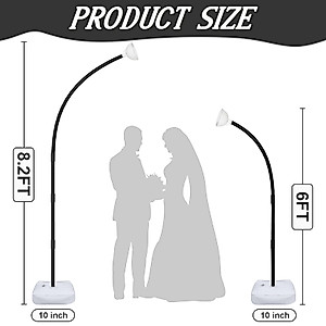 OurWarm 8.2FT & 6FT Balloon Arch Stand Kit, Black Half Arch Balloon Stand with Base for Floor, Free Bending Top Balloon Column Kit for Wedding Birthday Baby Shower Graduation Party Decorations
