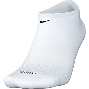 Nike mens Everyday Plus Cushion Training No-Show Socks 3-Pack (White/Black, Large)