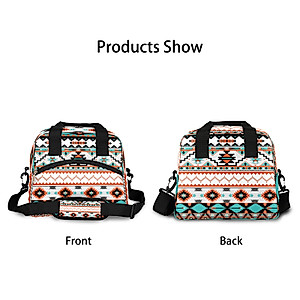 Bardic Aztec Geometric Lunch Bag, Oxford Material, Leakproof and Insulated, 11.8L x 7W x 10.2H