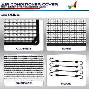 Windscreen4less 36"x36" A/C Unit Mesh Cover Air Conditioner Compressor Condenser Cover with Bungee Cords for Outside