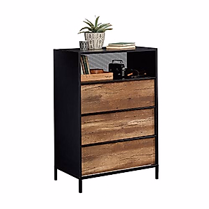Sauder Boulevard Café 3-Drawer Chest, L: 29.13" x W: 17.48" x H: 42.68", Black Finish