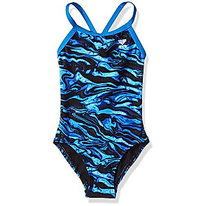 TYR Girls’ Miramar Diamondfit Swimsuit, Blue, 22