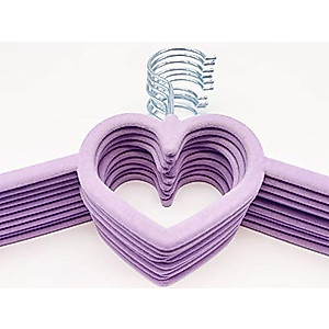 DOTMALL Love Shaped Velvet, Non-Slip Space Saving Suit Hangers,Strong and Duralable Jacket Hangers,Heavy Duty Clothes Hanger Purple- Pack of 10
