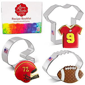 Football Cookie Cutters 3-Pc Set Made in the USA by Ann Clark, Football, Helmet, Jersey