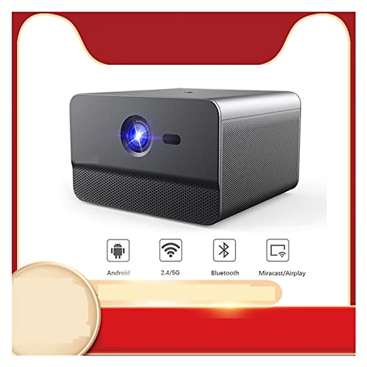 C300 DLP 1080P Projector Full HD 800 ANSI with Android WiFi Home Cinema Support 3D 4K TV Smart Phone Projector (Color : Add 3D Glasses)