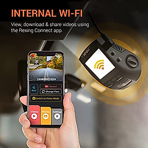 Rexing V1P 4K Car Dash Cam 2.4" LCD 2160p Front + 1080p Rear Wi-Fi 170° Wide Angle Dual Channel with Rear Cam, G-Sensor, WDR, Loop Recording Mobile App Supercapacitor