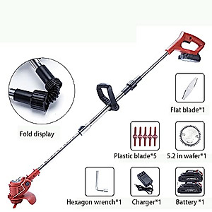 Walk-Behind Lawn Mowers Lawn Tool, Cordless Lawn Mower for Lawn, Yard, Garden, Shrub Trimming and Pruning (Red w/Batteries)