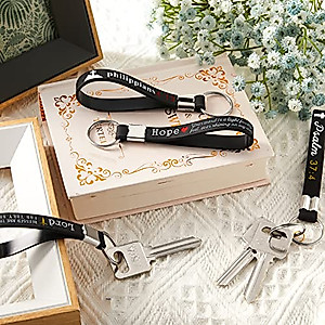 60 Pcs Christian Bible Keychains Bible Scripture Keychains Silicone Inspirational Keychain Gift for Women Student (Black)
