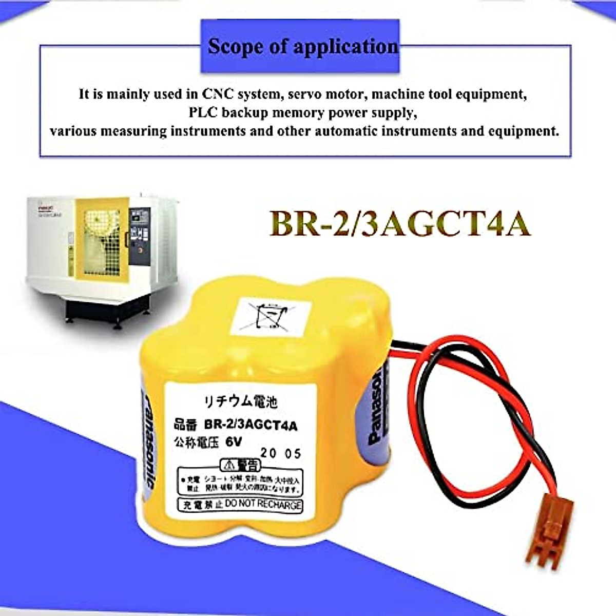 Meewellvetry (3-Pack) BR-2/3AGCT4A /A98L-0031-0025 6V 4400mAh Replacement Battery Replace for FANUC CNC System with Brown Plug Non-Rechargeable