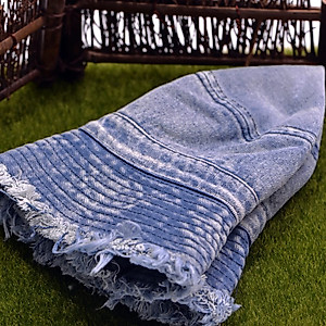 BLUEGLORY Cotton Breathable Denim Distressed Bucket Hat, Sun Hat, Hat for Men and Women (BLUL)