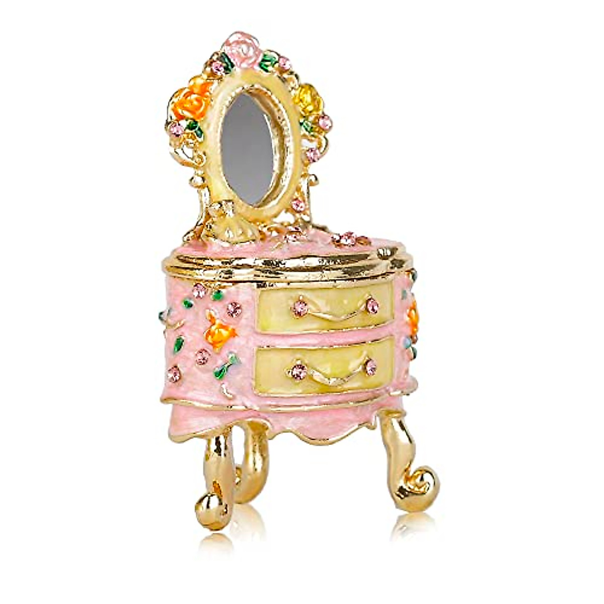 SEVENBEES Small Fairy Dresser Jewelry Boxes Pink Girls Dresser Figurines Collectibles Trinket Box Hinged for Women