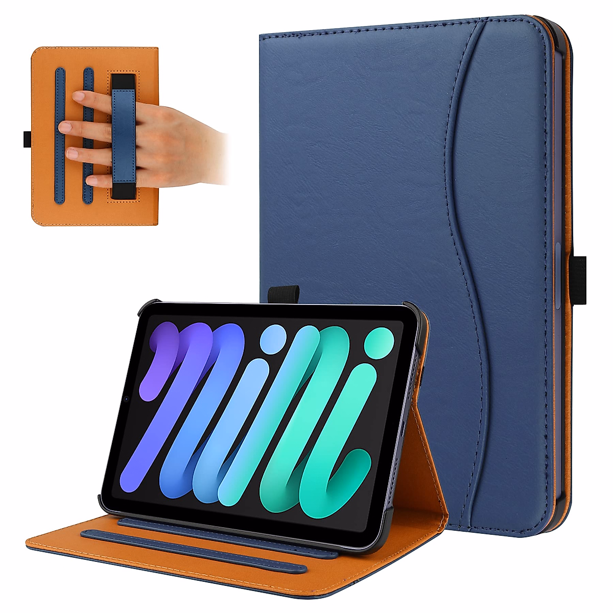 FANRTE iPad Mini 7 Case (A17 Pro) 2024, iPad Mini 6 Case 2021, iPad Mini 7th/6th Generation Case 8.3 Inch,Premium PU Leather Folio Stand Cover with Pencil Holder and Multi-Viewing Angles（Dark Blue）