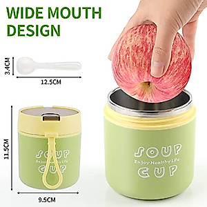 Reastar Insulated Food Container, 18 Ounce Stainless Steel Kids Adult Thermos for Hot Food, Vacuum Insulated Food Jar with Folding Spoon, Leak Proof, Portable Hot Food Container Soup Thermos, Green