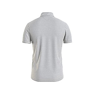 Tommy Hilfiger mens Short Sleeve Stretch in Slim Fit Polo Shirt, B03 Light Grey Heather, Medium US