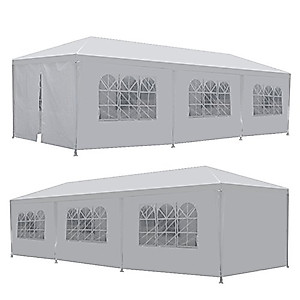 F2C 10 x30 Outdoor Gazebo White Canopy with sidewalls Party Wedding Tent Cater Events Pavilion Beach BBQ Event(10'X30')