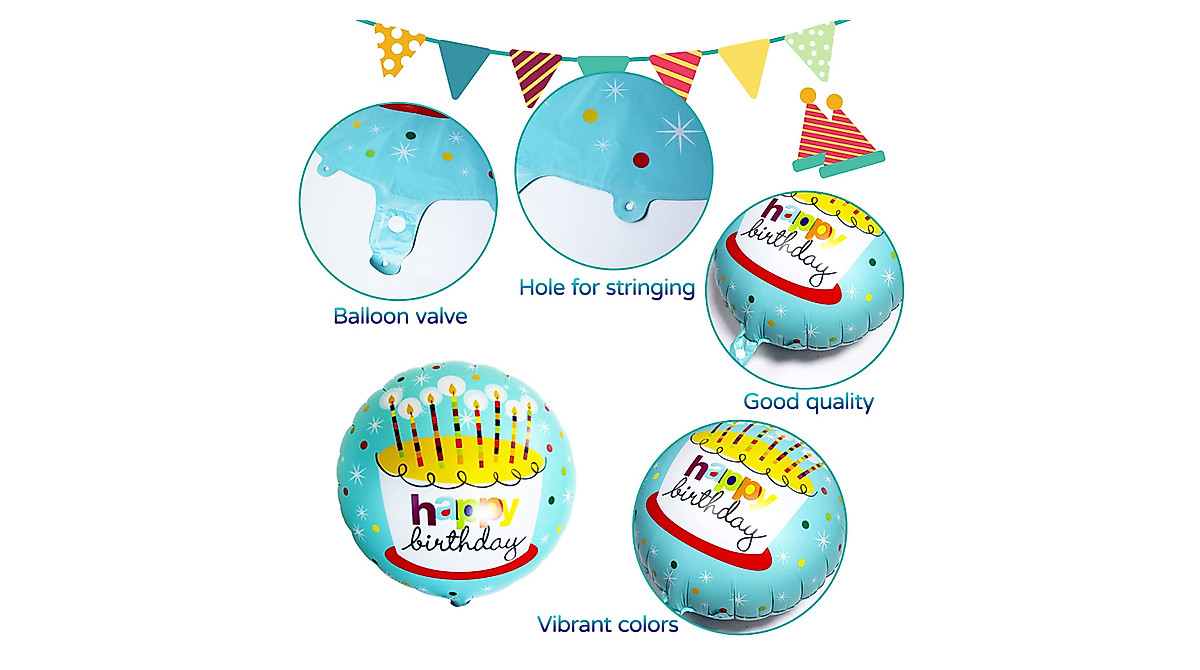 24 Pcs Happy Birthday Foil Balloons for Parties