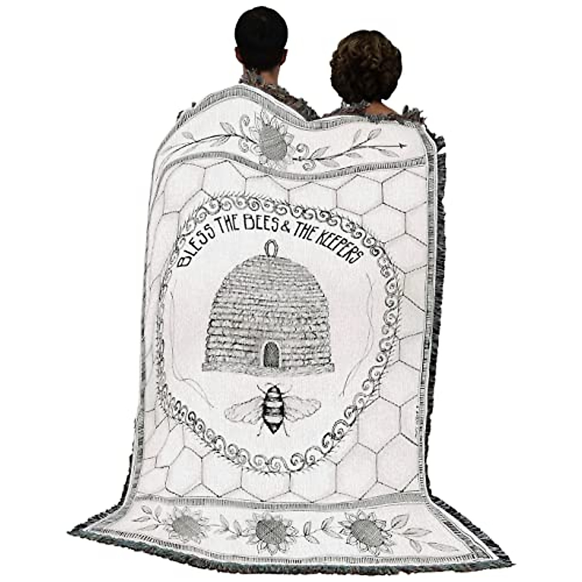 Pure Country Weavers Bless The Bees and The Keepers Blanket by Cindy Shamp - Garden Floral Gift Tapestry Throw Woven from Cotton - Made in The USA (72x54)