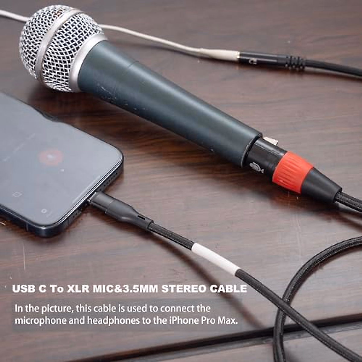 HUALEU 3.3FT USB C to XLR Female Mic Cable & 3.5mm (1/8") Female Stereo Out,XLR-to-USB C Digital Interface with Headphone Jack,for iPhone 15 Google Huawei Phone