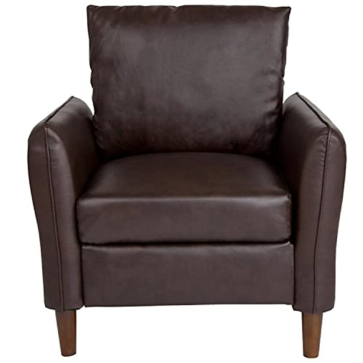 Flash Furniture Milton Park Upholstered Plush Pillow Back Arm Chair in Brown LeatherSoft