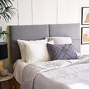 Main + Mesa Embroidered Cotton Geometric Lumbar Pillow, Grey