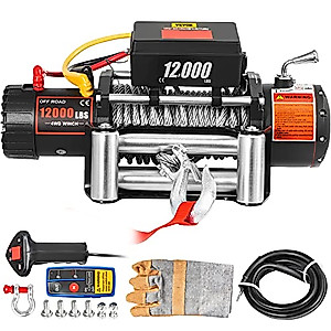 VEVOR Truck Winch 12000lbs Electric Winch 85ft/26m Steel Cable 12V Power Winch Jeep Winch with Wireless Remote Control and Powerful Motor for UTV ATV & Jeep Truck and Wrangler in Car Lift