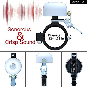 Greallthy Bike Bell Classic Brass Bicycle Bell,Bike Bells for Adults Kids,Loud Sound Bicycle Bell Fit for 0.87-1.25in/22.2-31.8mm Bicycle Handlebars,Road Mountain Bike Accessories.