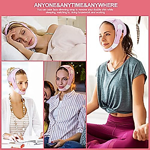 LHYLZY Double Chin Reducer, V Line Lifting Face Slimming Mask Chin Strap for Women, Eliminates Sagging Skin Firming Anti Aging Facial Jawline Shaped Neck Belt