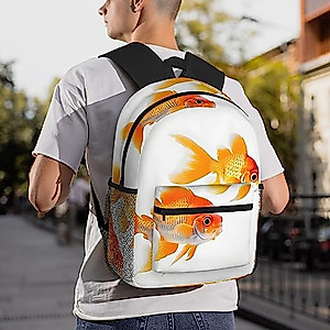 OdDdot Cute goldfishes Backpacks Lightweight Bookbag Front Utility Pocket with Built-in Organizer - Premium Backpack