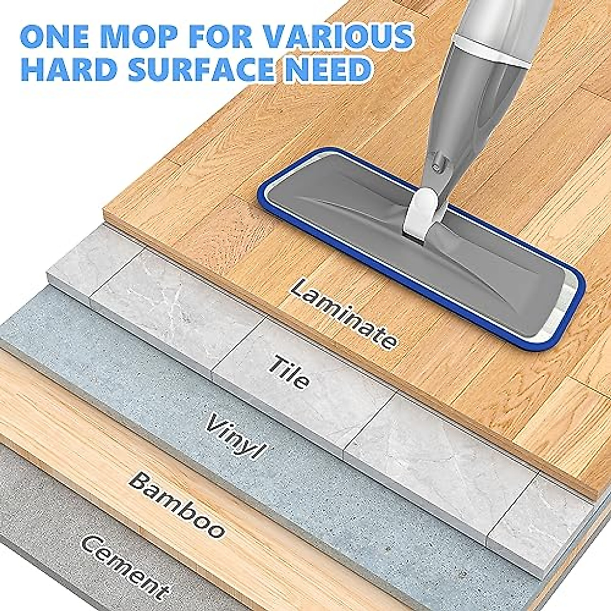 Spray Mops for Floor Cleaning Microfiber Floor Mop for Hardwood Floors Wet Dust Mop Flat Mop Floor Cleaner Mop with 4 Washable Pads 440 Ml Refillable Bottle for Wood Floor Tile Laminate Vinyl Kitchen