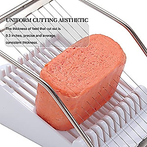 Slicer,Multipurpose Luncheon Meat Slicer,Stainless Steel Wire Egg Slicer,Cuts 10 Slices For fruit,Onions,Soft Food and Ham (White)