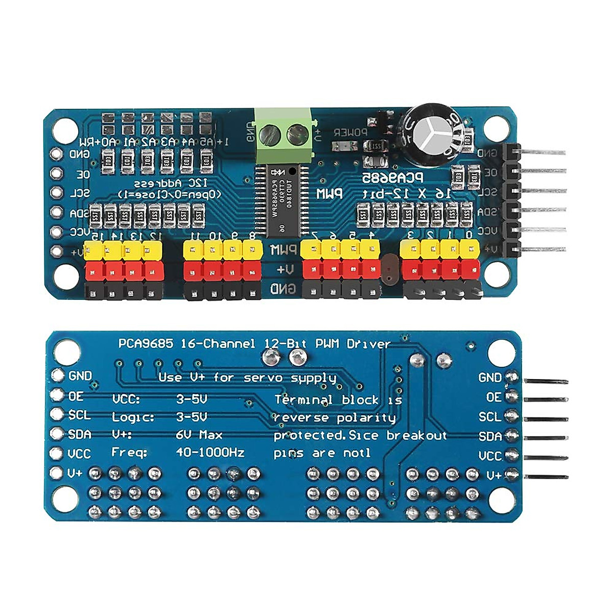 Dorhea 4PCS PCA9685 16 Channel 12 Bit PWM Servo Driver Board IIC Interface PCA9685 Module Controller Compatible with Raspberry Pi