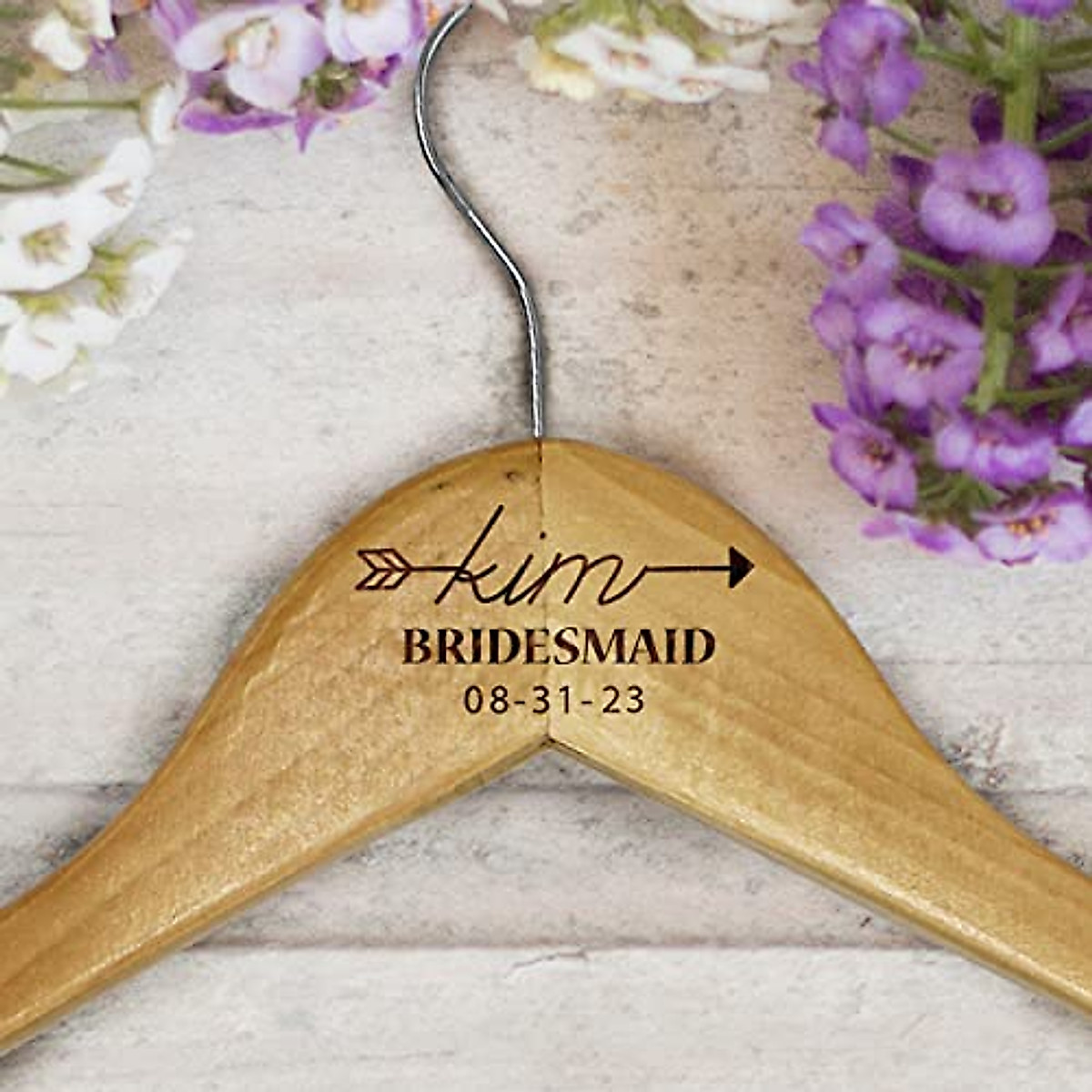 Custom Engraved Wood Hanger - Personalized for Bride Bridesmaid Wedding Bridal Party