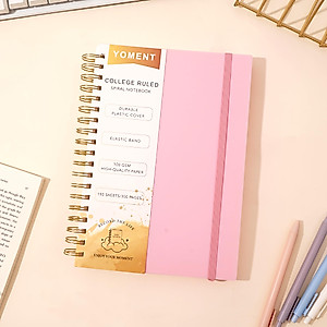 Yoment Spiral Notebook Journal 300 Pages Large Spiral Notebook B5 (7.3"x10") College Ruled Journals for Women Men Thick Spiral Bound Journal for Writing Work School, Pink