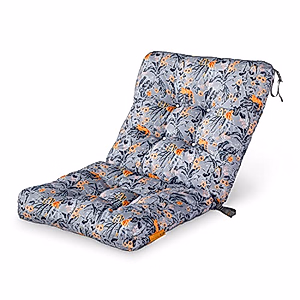 Vera Bradley by Classic Accessories Polyester Water-Resistant Patio Chair Cushion, 21 x 19 x 22.5 x 5 Inch, Rain Forest Toile Gray/Gold, Seat Back Cushion