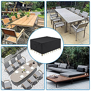 OYOUNGNI Patio Furniture Set Cover Waterproof, Heavy Duty 600D Outdoor Furniture Table and Chairs Covers, Rectangular Outdoor Sectional Sofa Set Cover, Black, 88"L x 58"W x 27.5"H