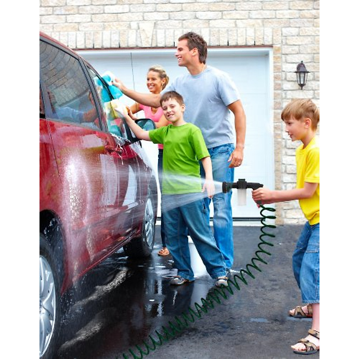 Plastair SpringHose PUWE625B94H-AMZ Light EVA Drinking Water Safe Recoil Garden Hose, Green, 3/8-Inch by 25-Foot