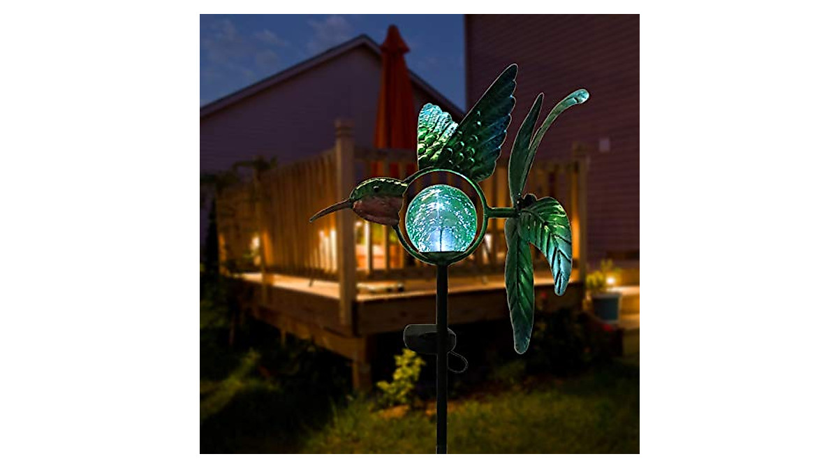 Hummingbird Solar Wind Spinner & Garden Light Stake