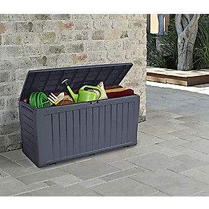 Keter Marvel Plus 71 Gallon Resin Outdoor Box for Patio Furniture Cushion Storage, Grey