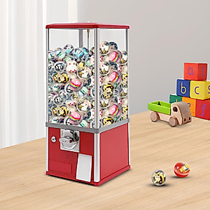 LOHISHILO Vending Machine, Commercial Vending Machine, Prize Machine, Commercial Vending Machine for 2 Inch Round Capsules Gumballs Bouncy Balls, 700-800 Coins, Red