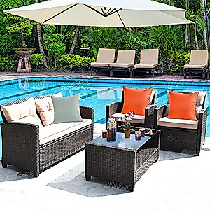 Set of 4 Outdoor Pillow Covers, Waterproof Decorative Square Throw Pillow Case for Garden Patio Tent Couch (Cover Only,No Insert) (Orange, 18x18 inch/ 45x45cm)