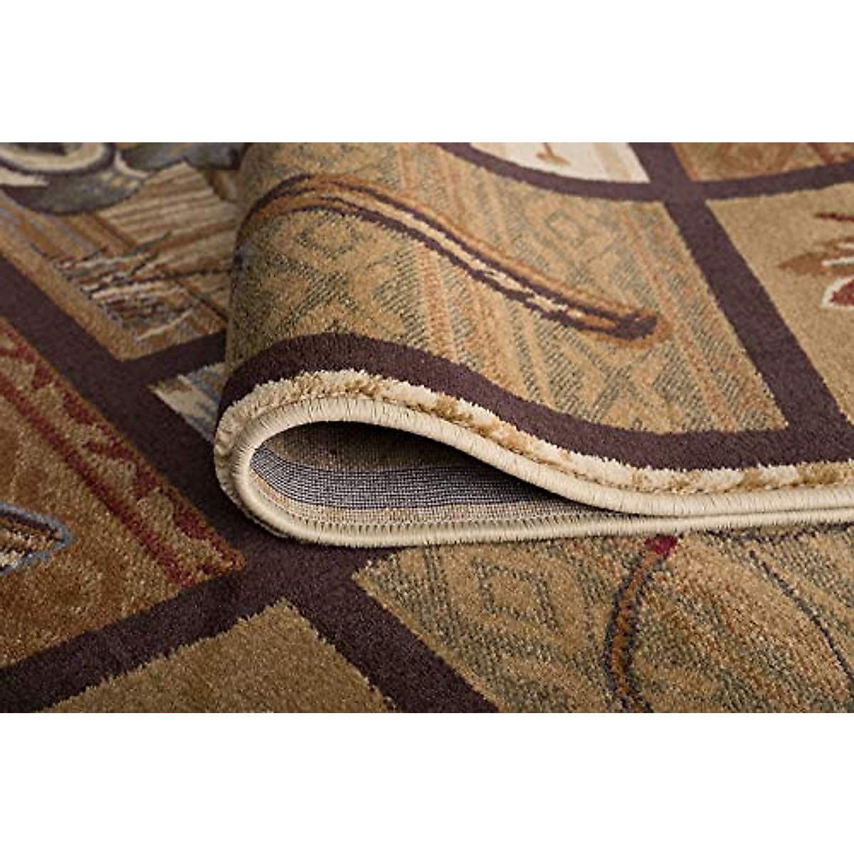 Lodge Retreat Novelty Lodge Pattern Beige Rectangle Area Rug, 8' x 10'