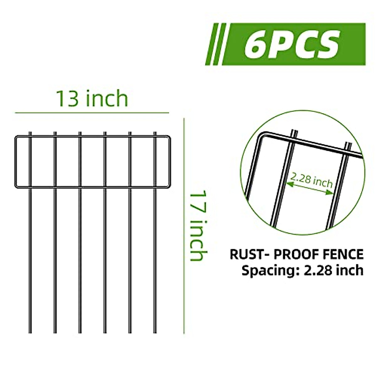 6 Pack Animal Barrier Fence,17 in(H) X 6.5 Ft(L) Decorative Garden Fence,No Dig Rustproof Metal Wire Garden Fencing Border,Flower Bed Fencing,Dog Rabbits Defence Fence,T Shape