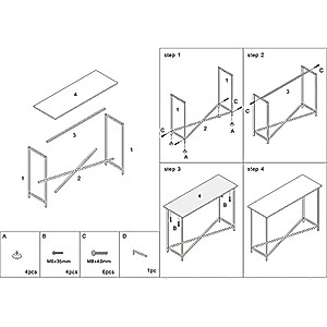 Coral Flower Bar Table with Metal Frame, Multi-functional Desk for Dining Living Room, Industrial Accent Furniture,Rustic Brown and Black