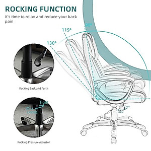 ICOMOCH Modern Soft Leather Ergonomic Executive Computer Office Boss Padding Armrest Swivel Desk Task Chair, Large, Offwhite